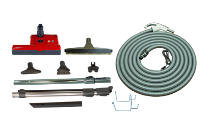 SEBO Deluxe Central Vacuum Kit with Red ET-2 15" Power Head (30Ft-35Ft ...